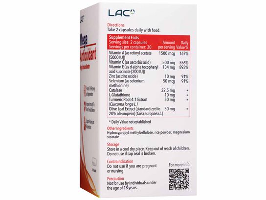 LAC MEGA ANTIOXIDANT 60 CAPS 強效抗氧化膠囊 – Sing Health
