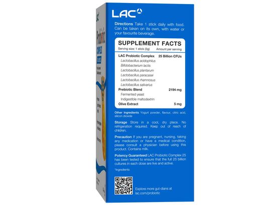 LAC PROBIOTICS 25BIL JELLY LEMON 15Gx30STICKS 益菌群25B啫喱 – Sing Health